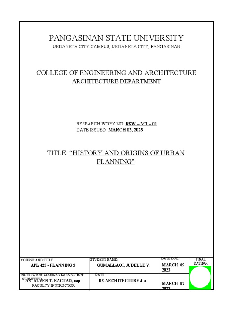 Apl423 Gumallaoi Judelle v. RSW-MT-01 4a | PDF | Urban Planning | Sustainability