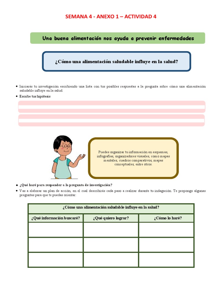 SEMANA 4 - ANEXO 1 - EXP 6 (CyT 1º) | PDF | Dieta