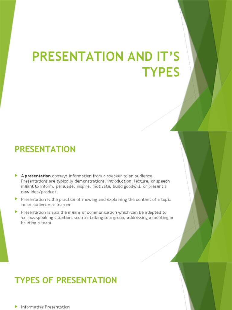 Presentation and Its Types | PDF | Public Speaking | Persuasion