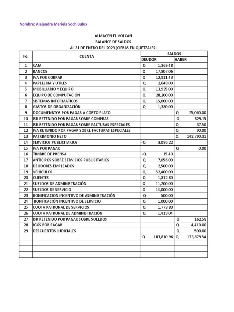 Balance de Saldos 8 | PDF | Economias