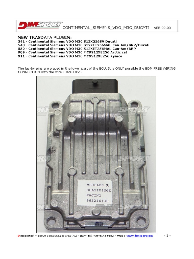 NT Continental Siemens Vdo m3c Ducati 1033 | PDF