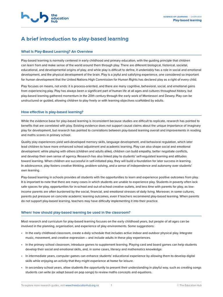Play Based Learning | PDF | Early Childhood Education | Learning