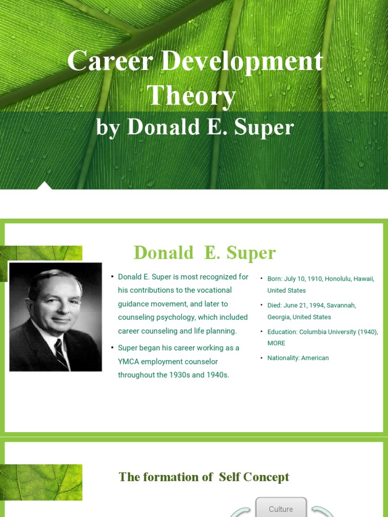 Donald Super - Career Development Theory | PDF | Counseling Psychology | Psychology