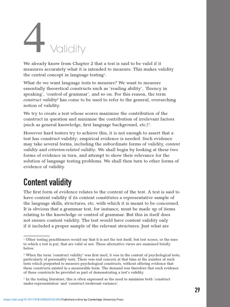 Chapter 4 - Validity | PDF | Validity (Statistics) | Educational Assessment