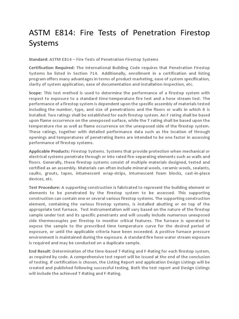 Astm E814 | PDF | Building Technology | Materials