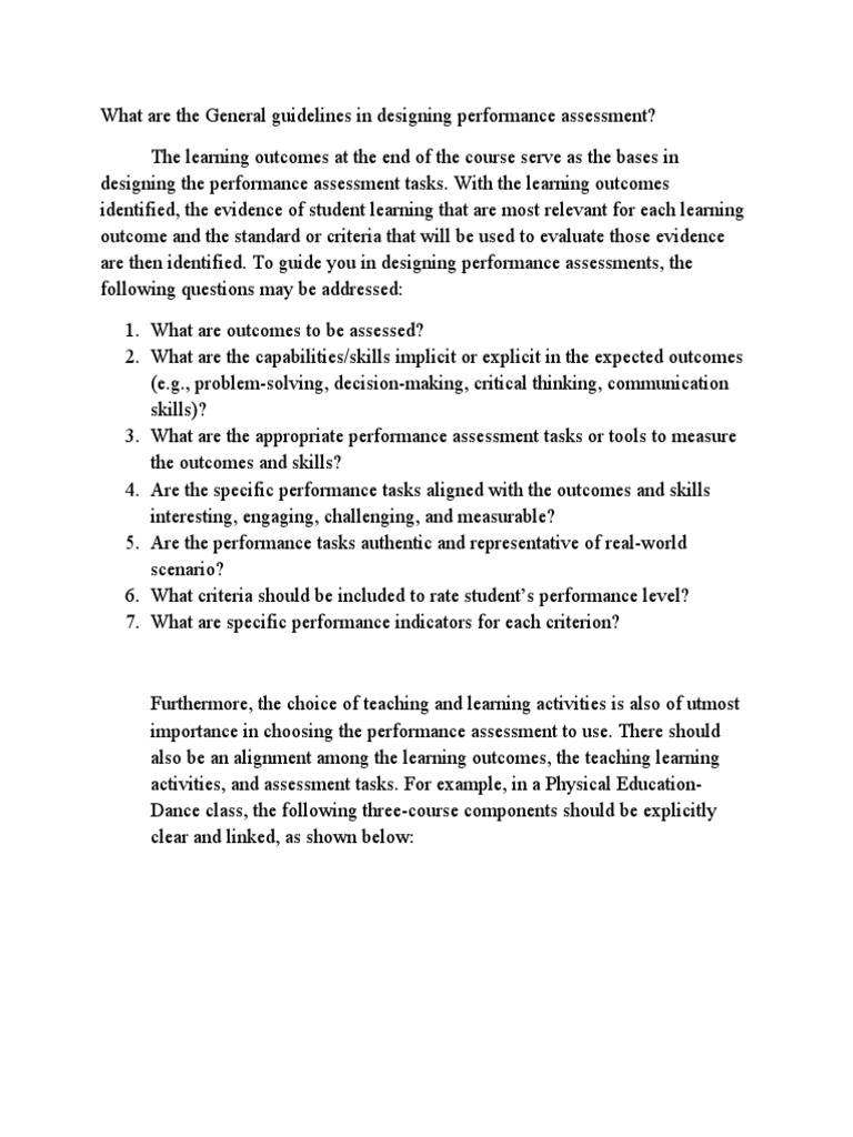 General Guidelines in Designing Per. Assessment | PDF | Educational ...
