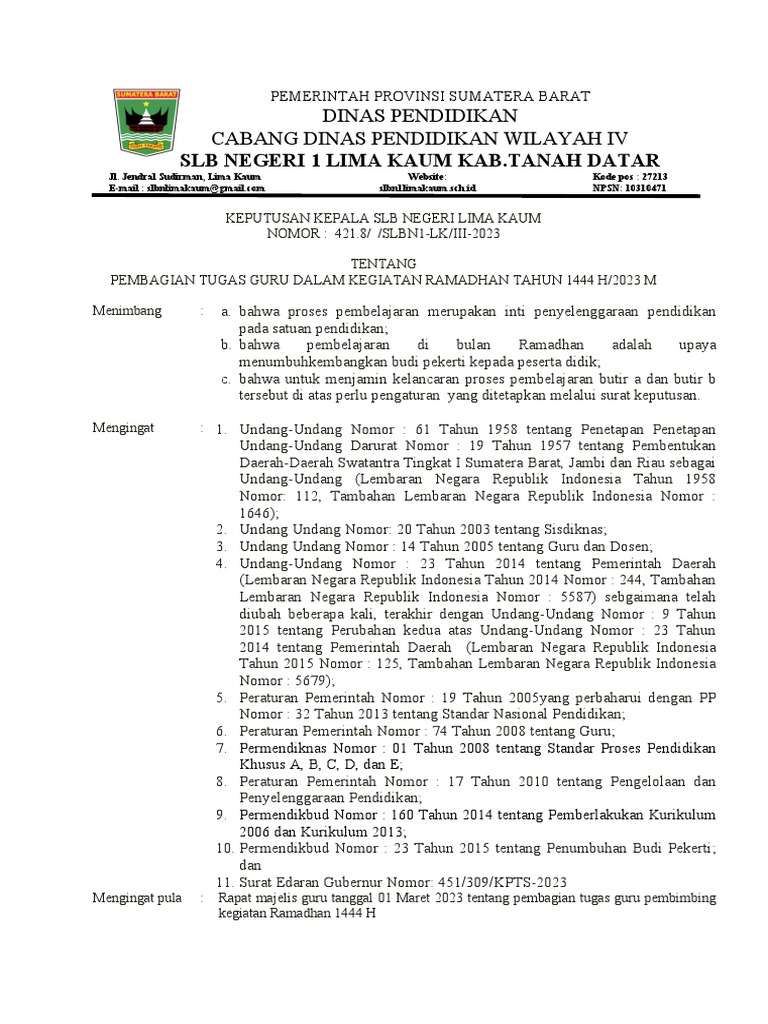 SK Pesantren Ramadhan | PDF