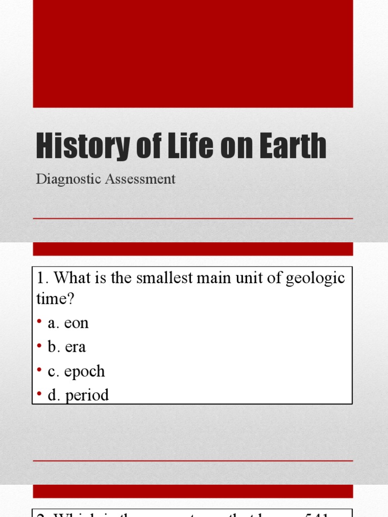 History of Life On Earth-Diagnostic Assessment | PDF | Geologic Time ...