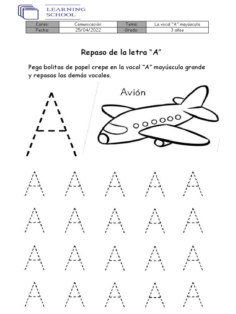 Actividades para aprender la vocal A | PDF