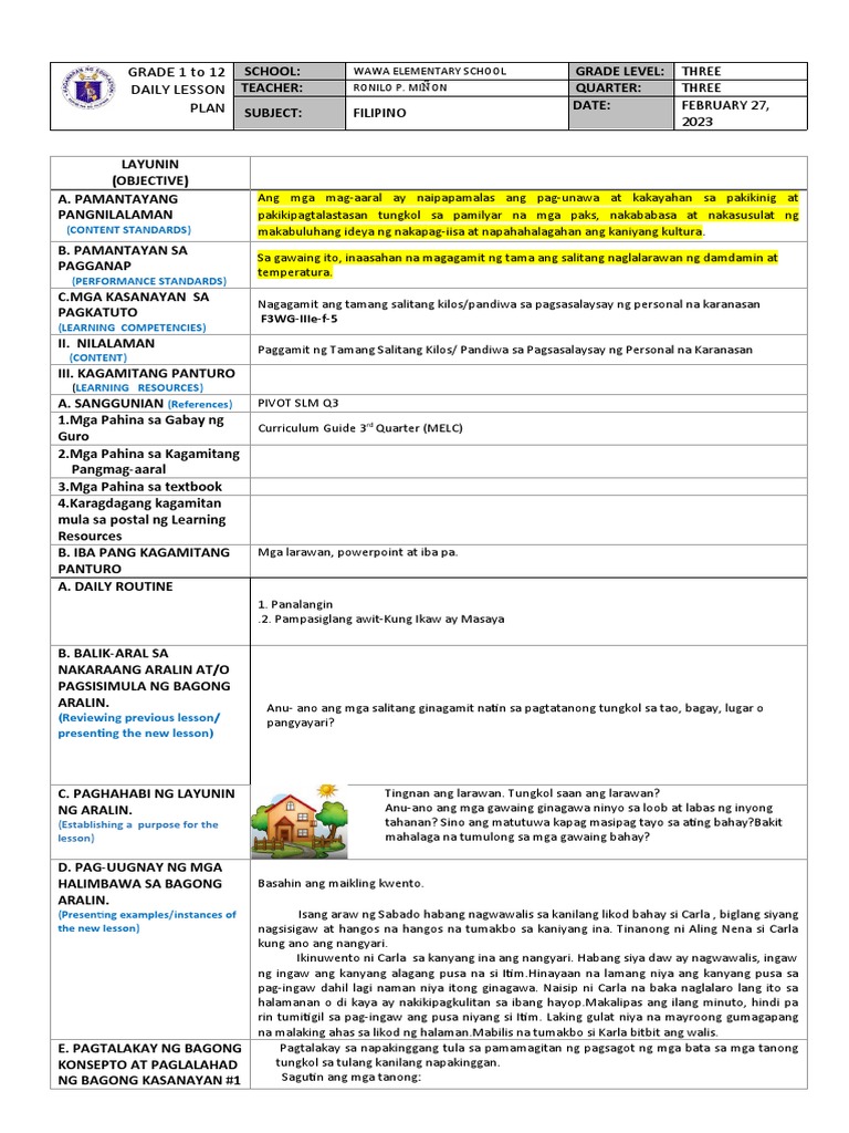 Cot Papa Fil Q3 | PDF