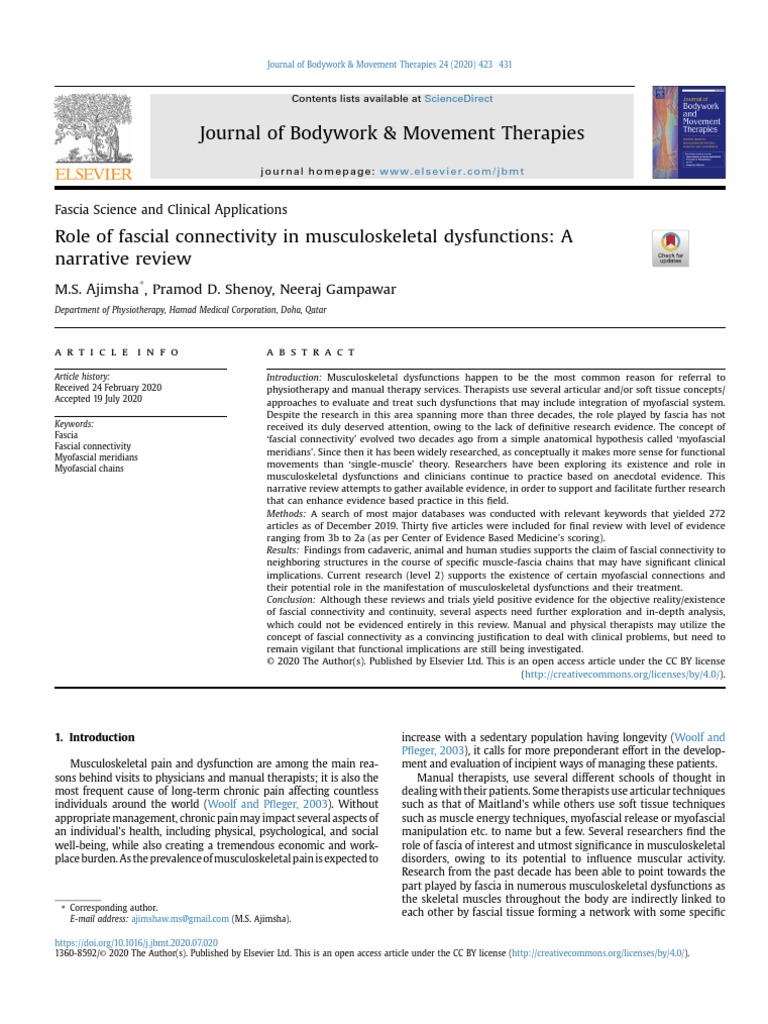 Role of Fascial Connectivity in Musculoskeletal Dysfunctions PDF | PDF ...