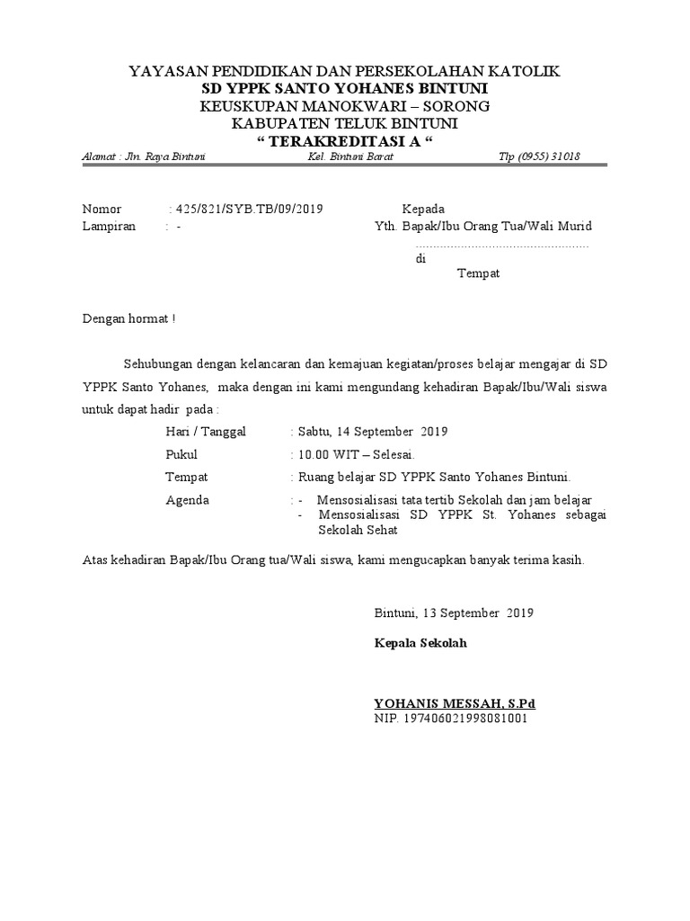 Undangan Ortu Siswa | PDF