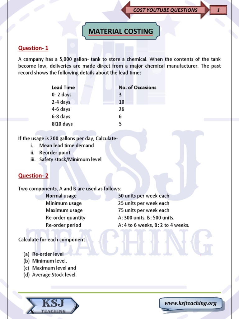 01 Material Costing | PDF | Inventory | Economies