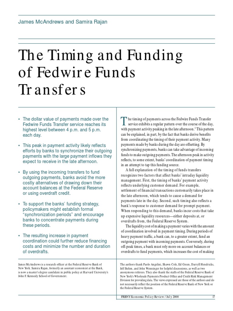 Timing Fedwire | PDF | Banks | Fedwire