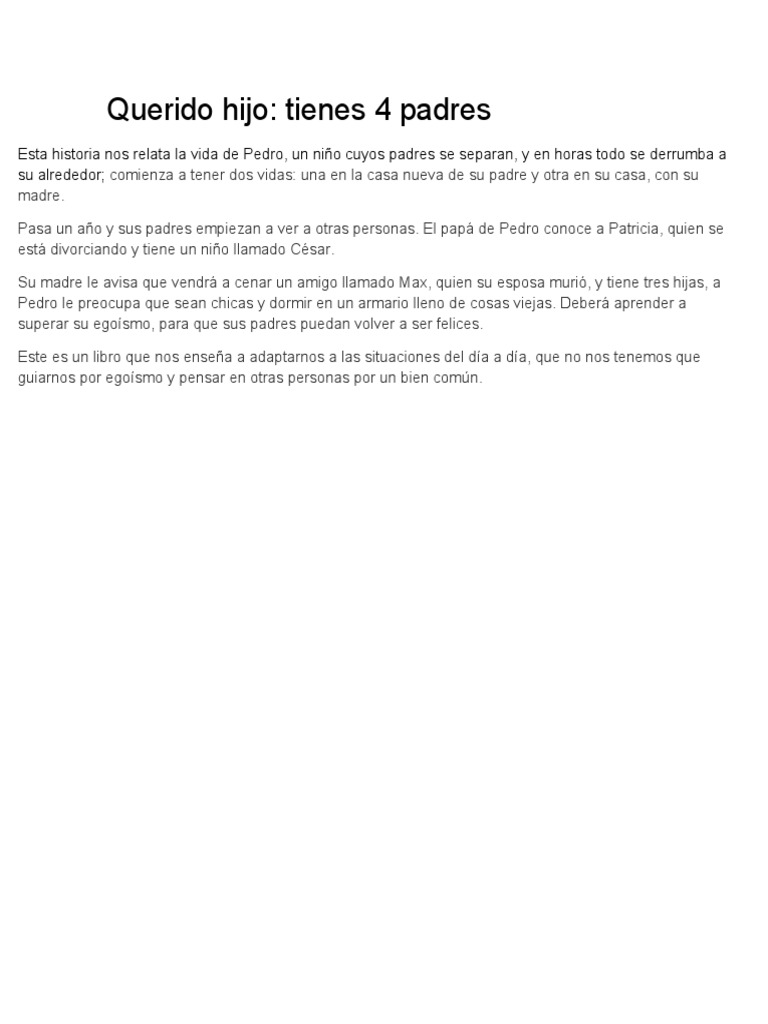 Querido Hijo Tienes 4 Padres | PDF