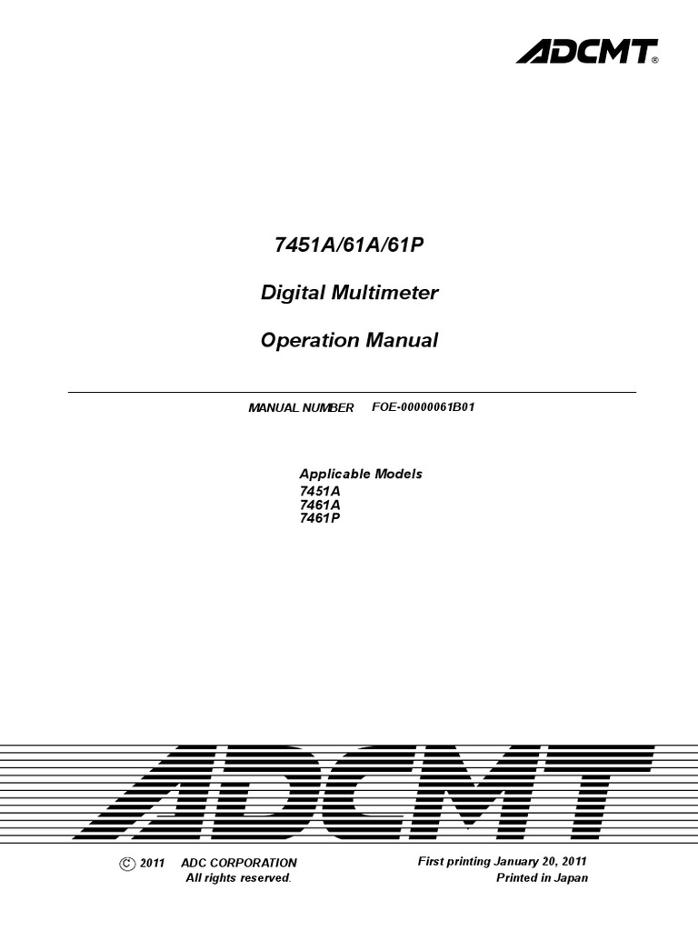 7451A/7461A Digital Multimeter Manual | PDF | Ac Power Plugs And ...