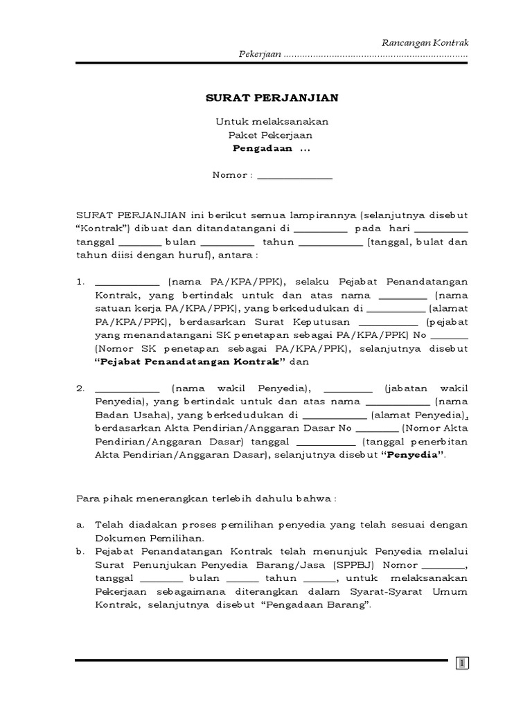 Draft Rancangan Kontrak | PDF