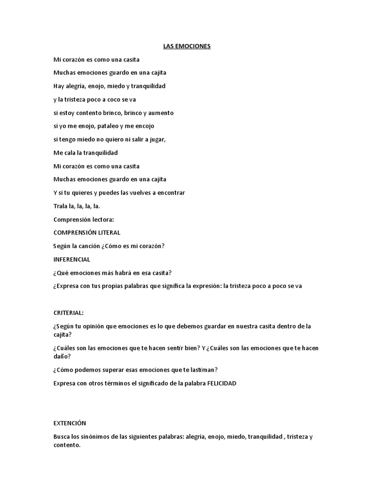 Las Emociones Pdf Las Emociones