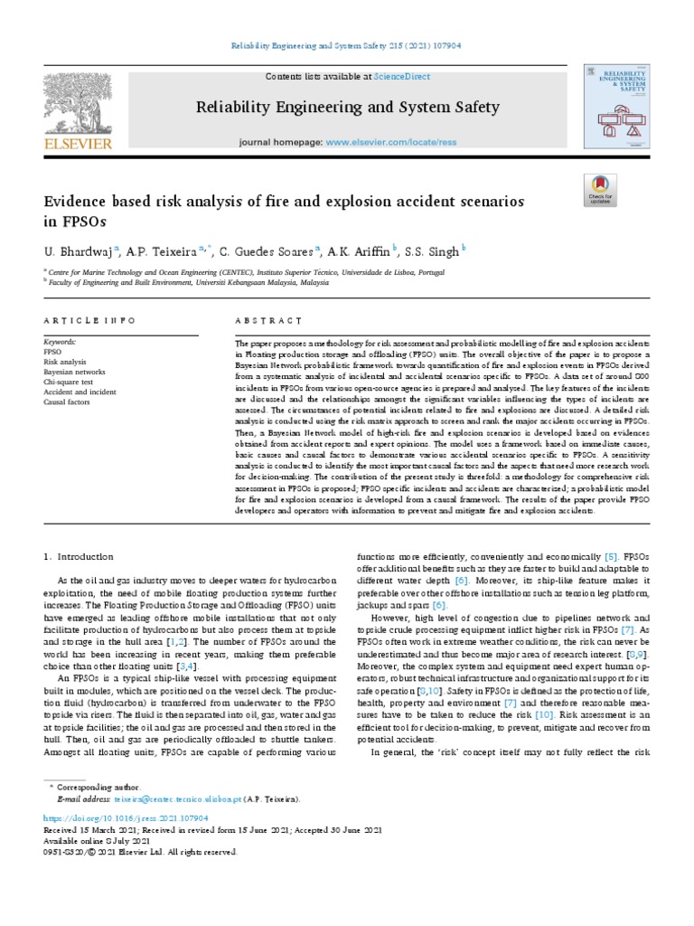 Evidence Based Risk Analysis of Fire and Explosion Accident Scenarios ...
