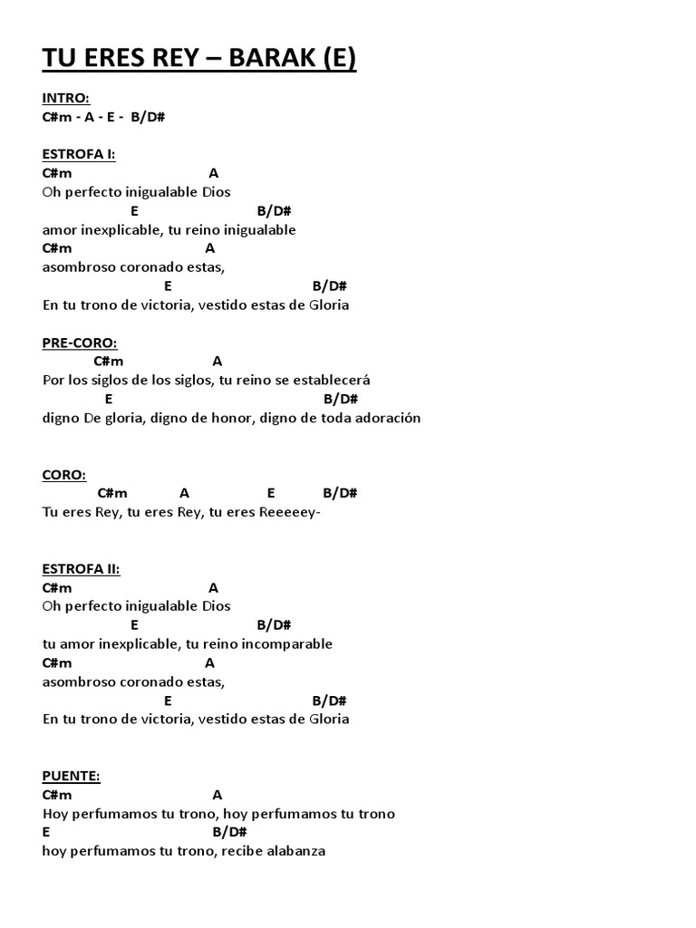 Tu Eres Rey - Barak (E) | PDF
