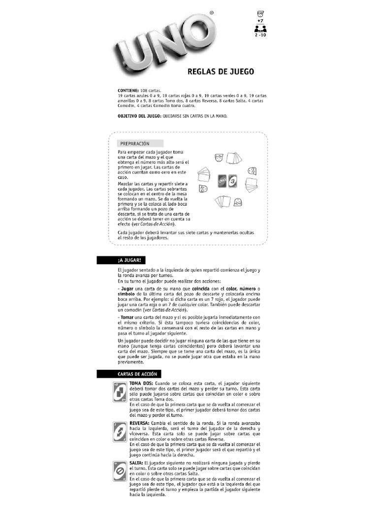 UNO Reglas - UNO-reglas | PDF