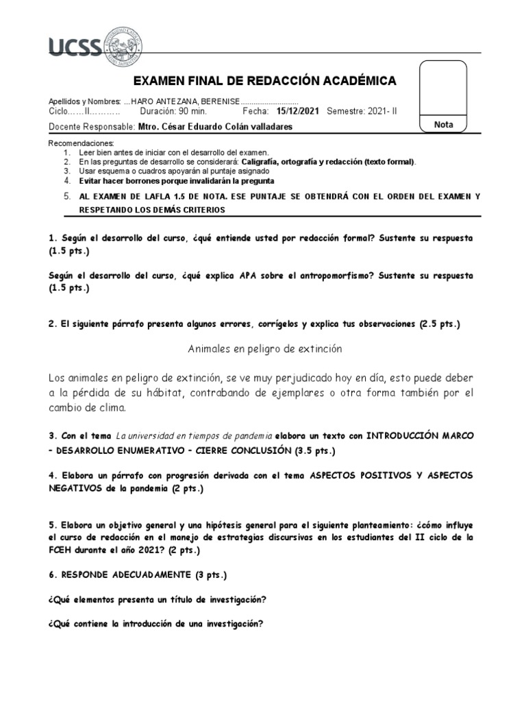Examen Final Redacción Ok | PDF