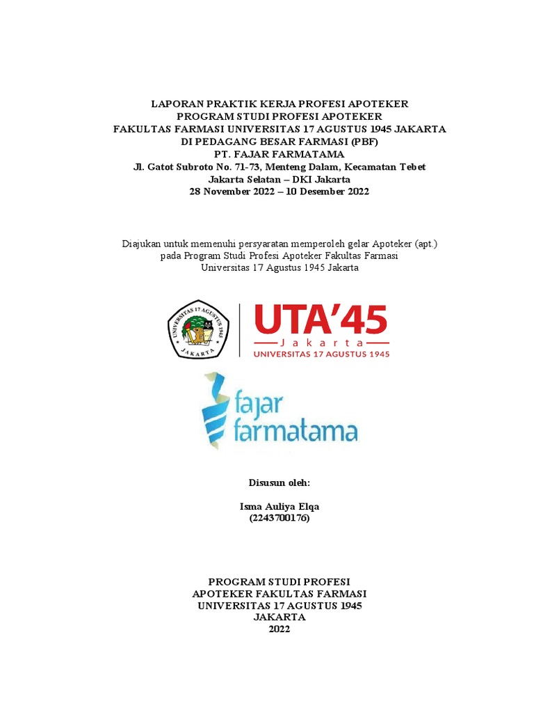 Isma Auliya Elqa 2243700176 PBF PT. Fajar Farmatama | PDF