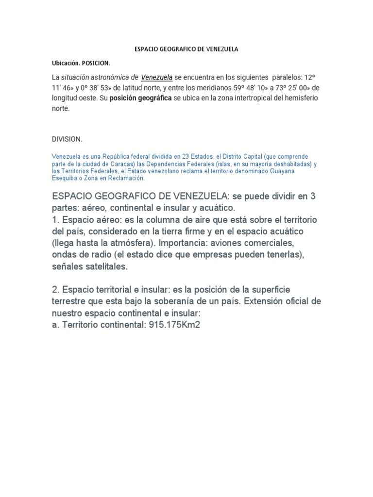 Geografía y División Territorial de Venezuela | PDF