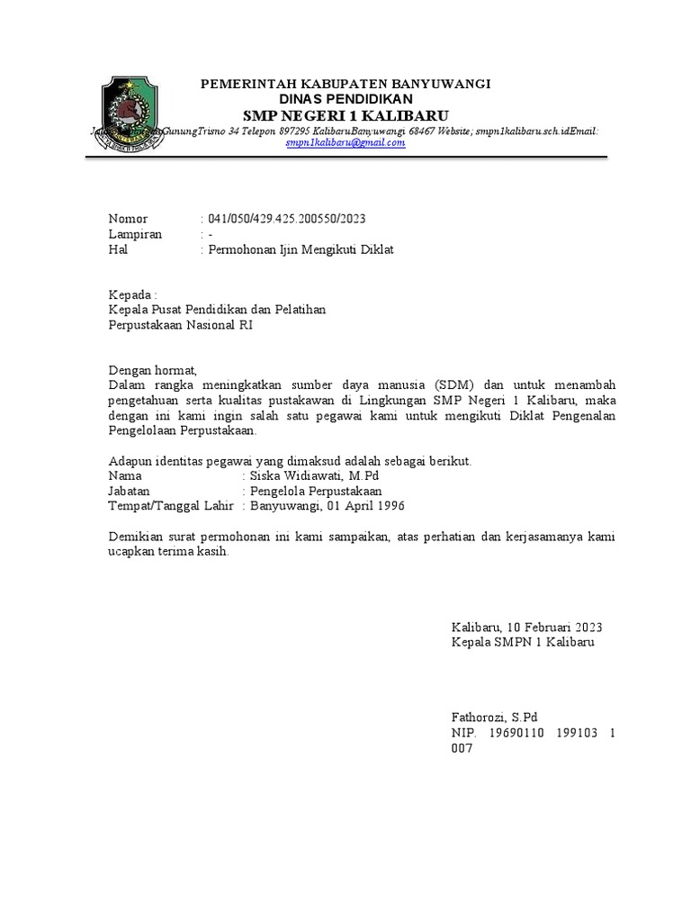 SURAT PERMOHONAN SISKA | PDF