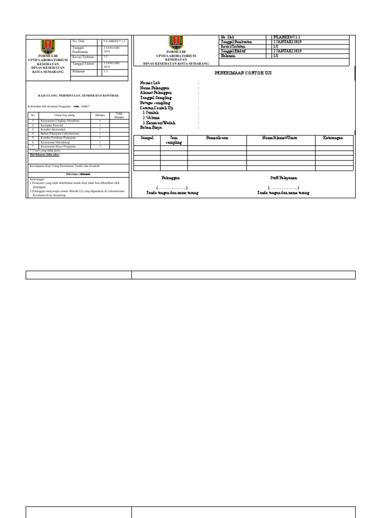Form Penerimaan Sampel Klinik | PDF