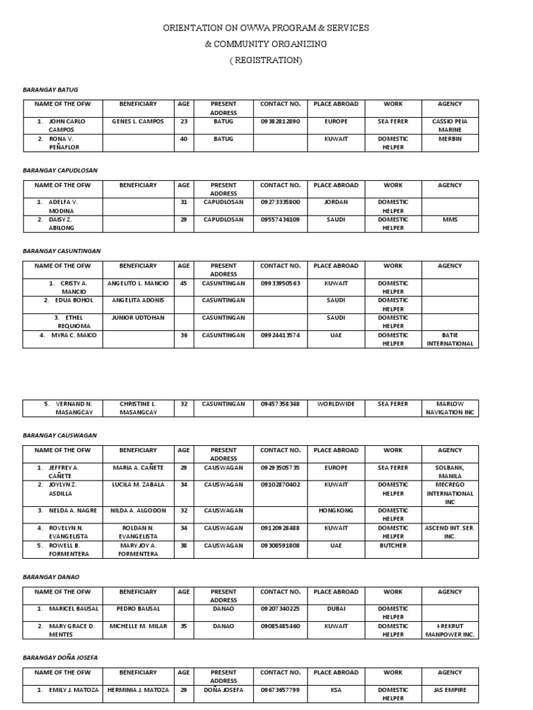 Orientation On Owwa Program | PDF