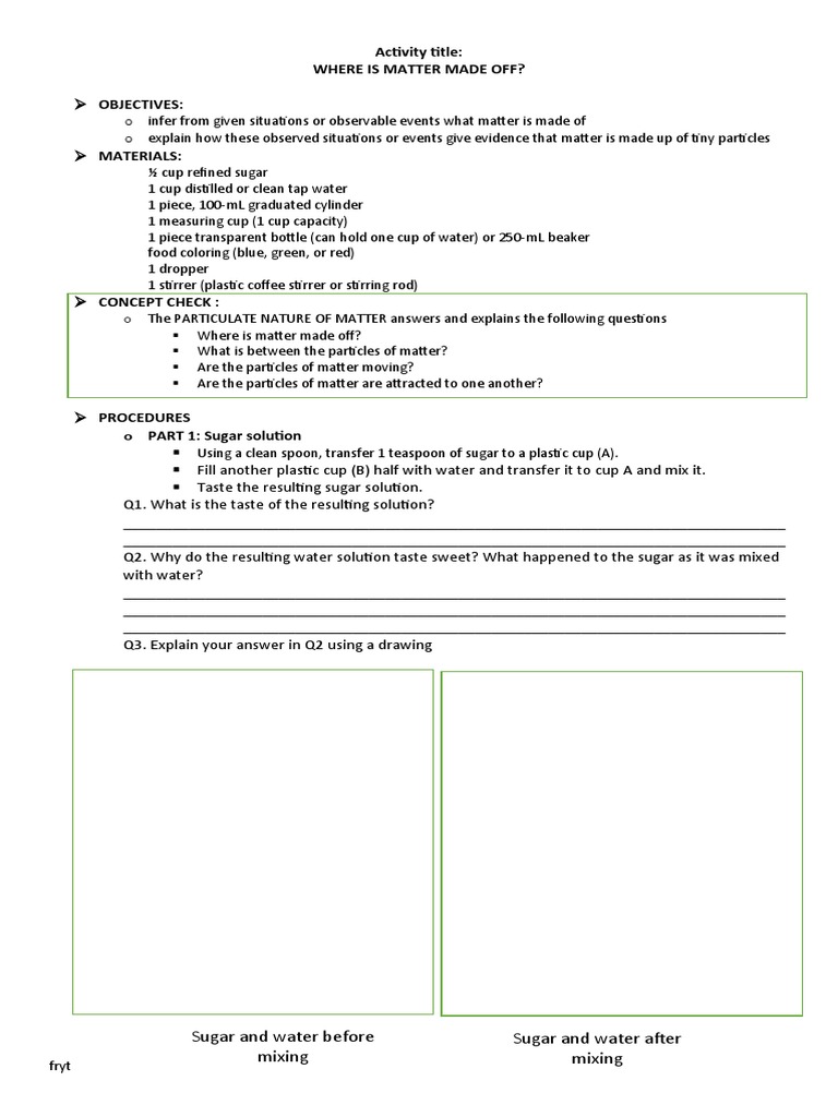 ACTIVITY Where Is Matter Made | PDF