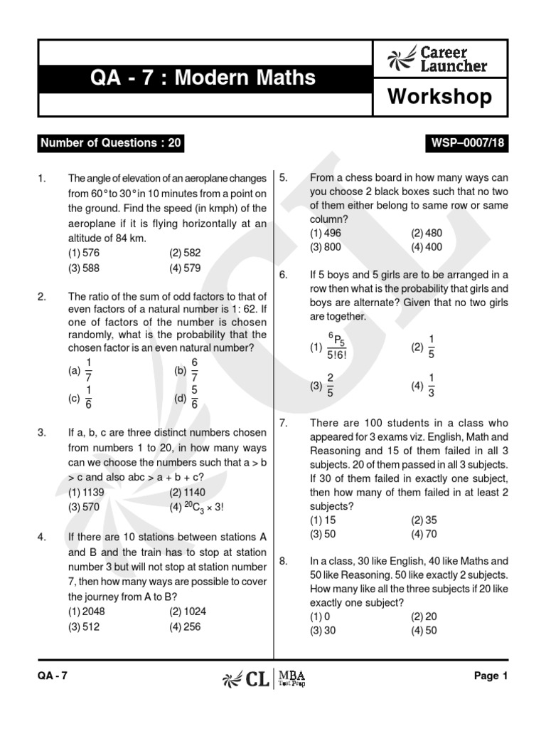 W7 QA-7 Modern Maths With Solutions | PDF | Mathematical Objects | Mathematics