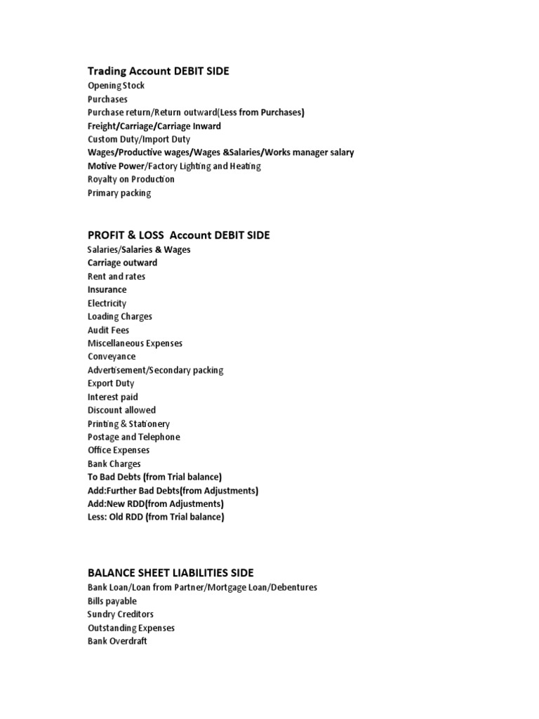 Classification of Trial Balance Items | PDF