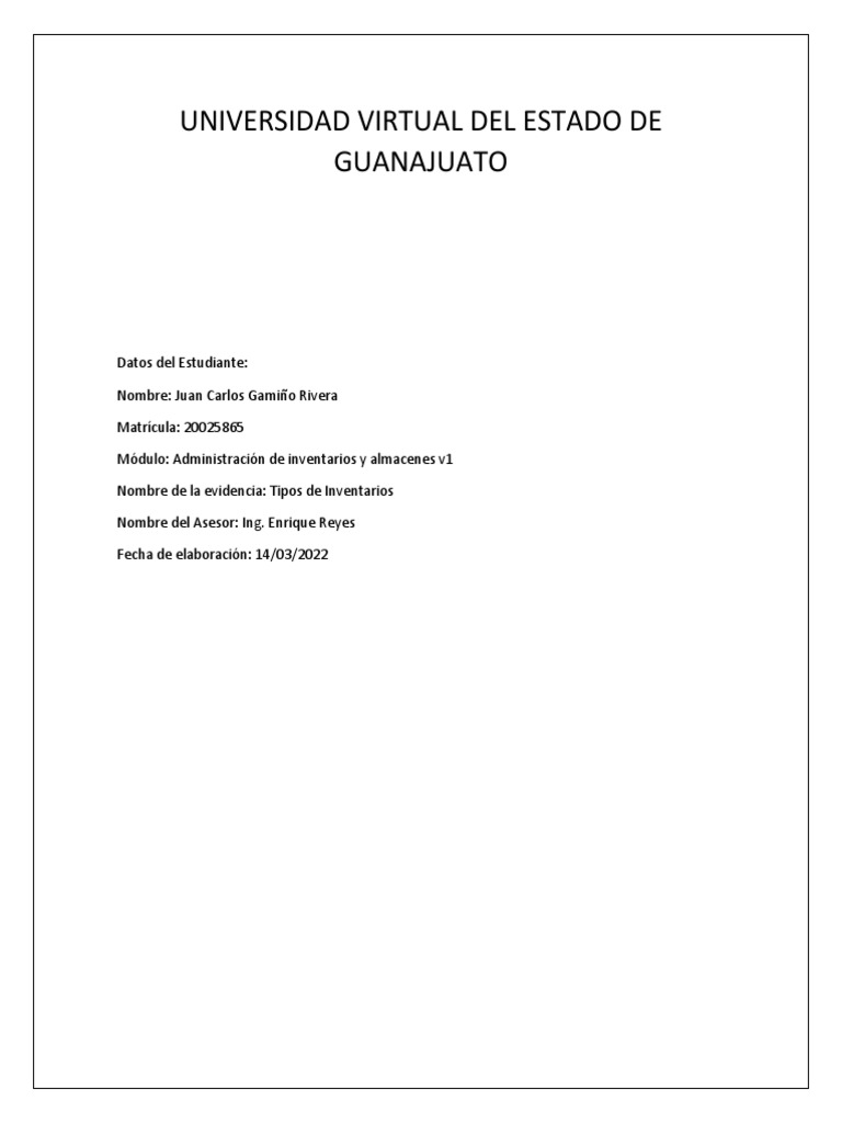 Gamiño Juan Tipos EA1 | PDF | Inventario | Planificación de recursos empresariales