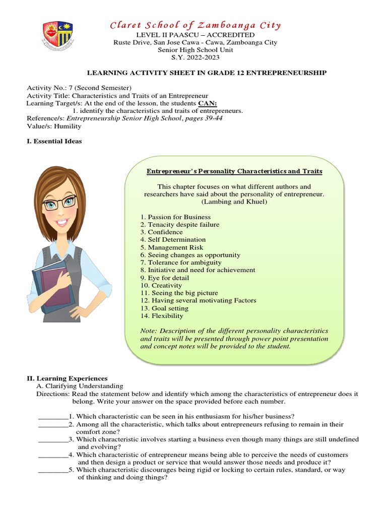 Entrepreneur Traits & Characteristics | PDF | Entrepreneurship | Change