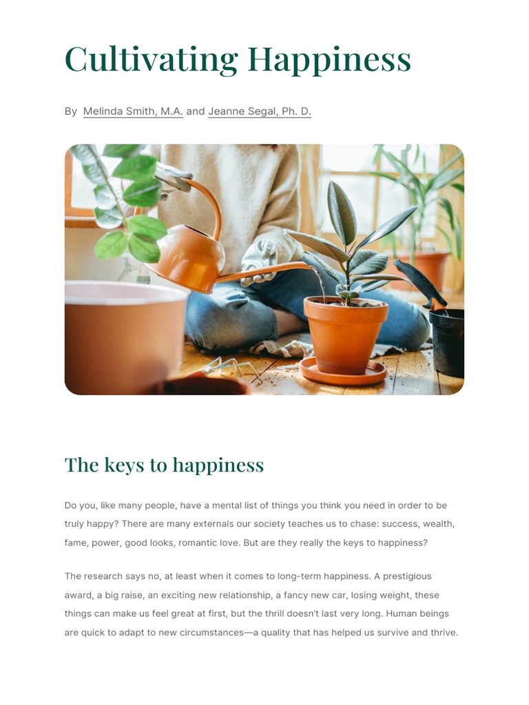 Cultivating Happiness | PDF | Meditation | Gratitude