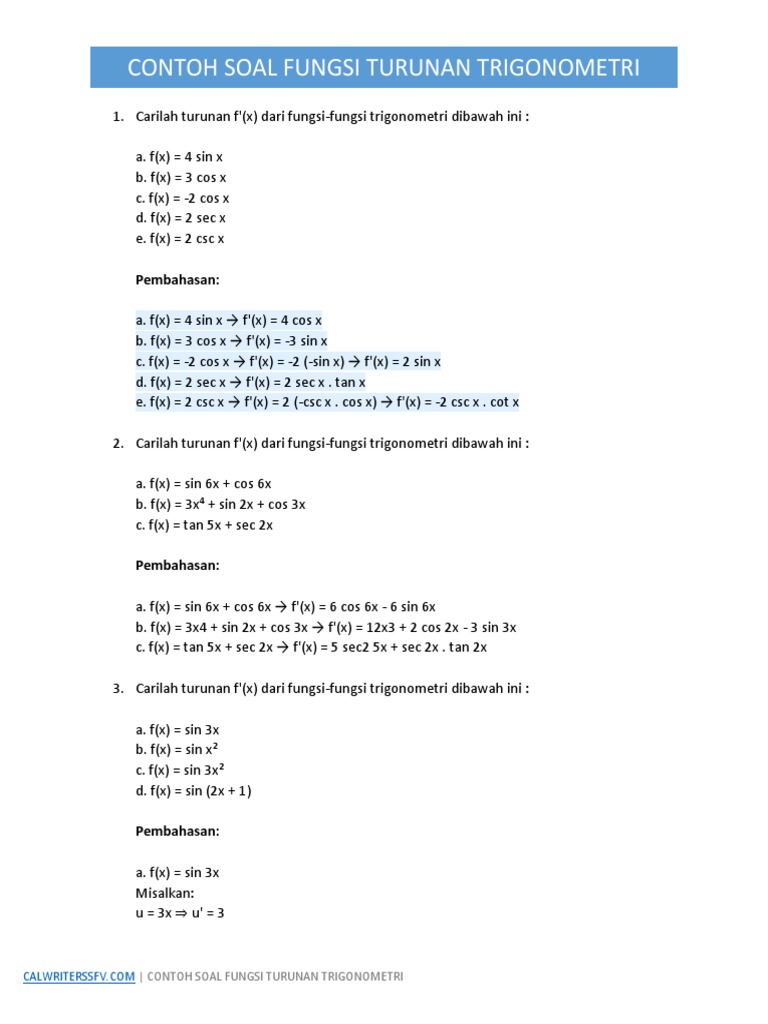 Soal-Fungsi-Turunan-Trigonometri | PDF