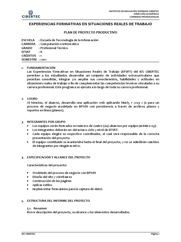 Anexo 4 - Informe de Proyecto (ETI - Plan Nivel 1 para EFSRT II) | PDF | Multimedia | Página web