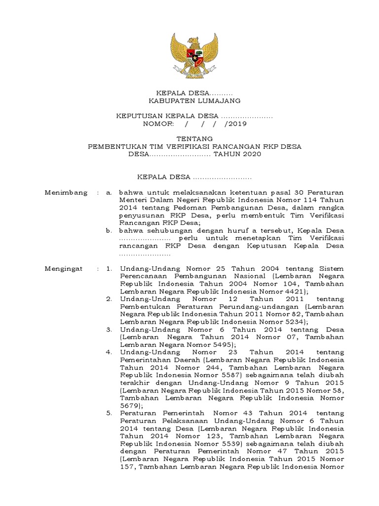 CONTOH_SK_Tim_Verifikasi_Rancangan_RKPD | PDF