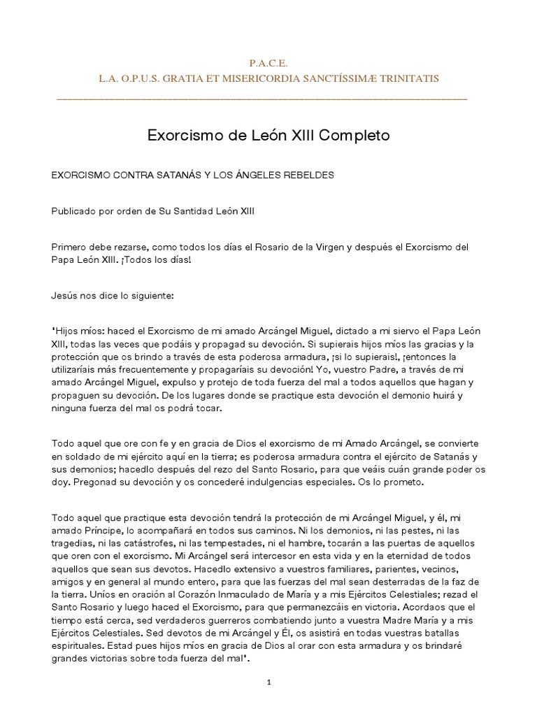 Exorcismo de Leon XIII Completo PDF | PDF | Oración | Intercesión