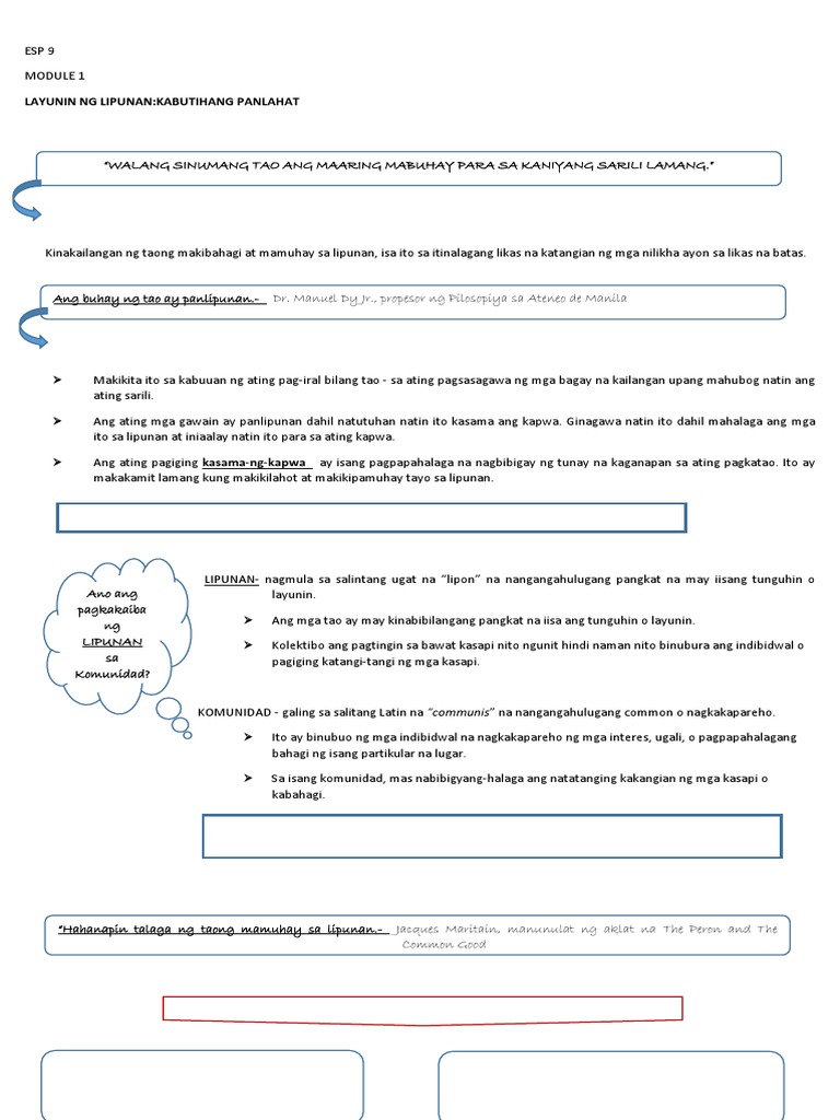 Esp 9 Module 1 | PDF