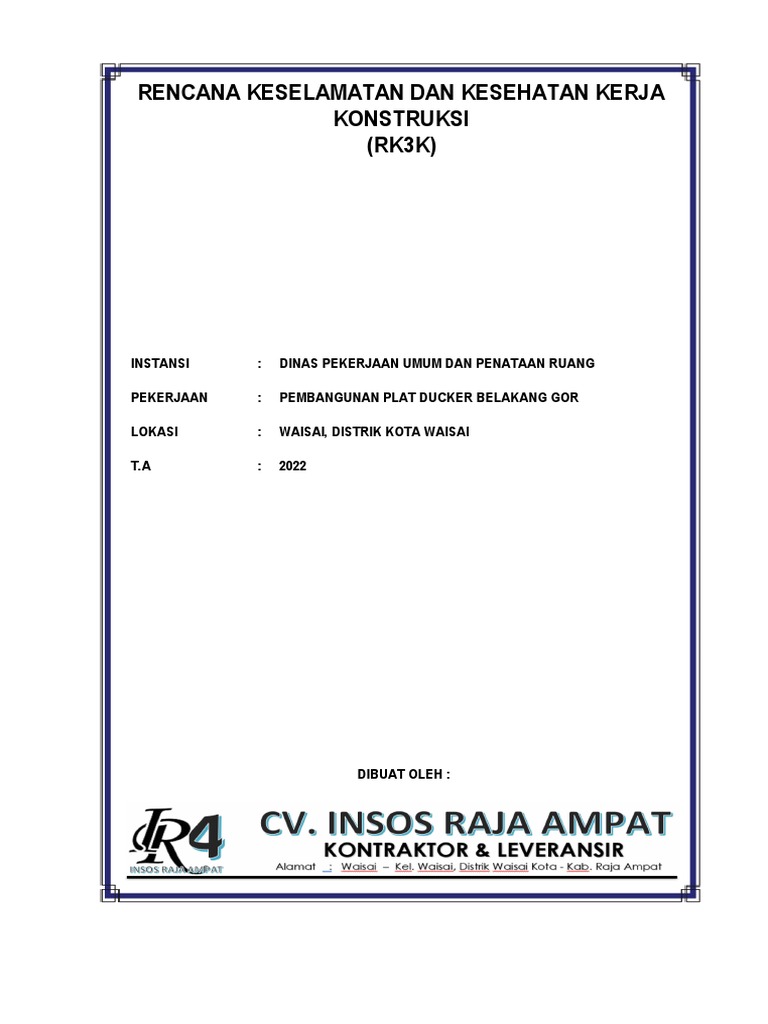 Rencana Keselamatan Konstruksi (RKK) PDF | PDF