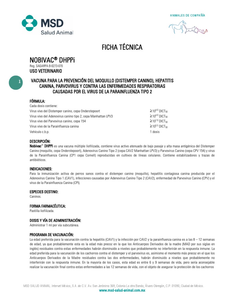 Nobivac-DHPPi | PDF | Virus | Vacunas