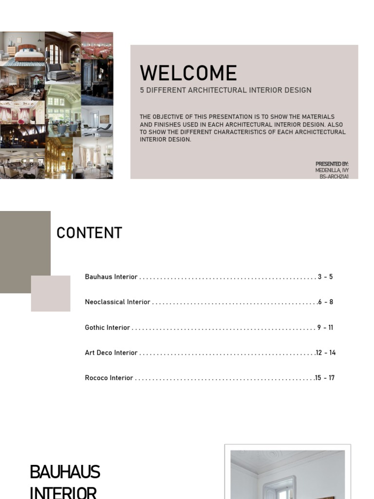 5 Different Architectural Interior Design | PDF | Furniture | Art Deco