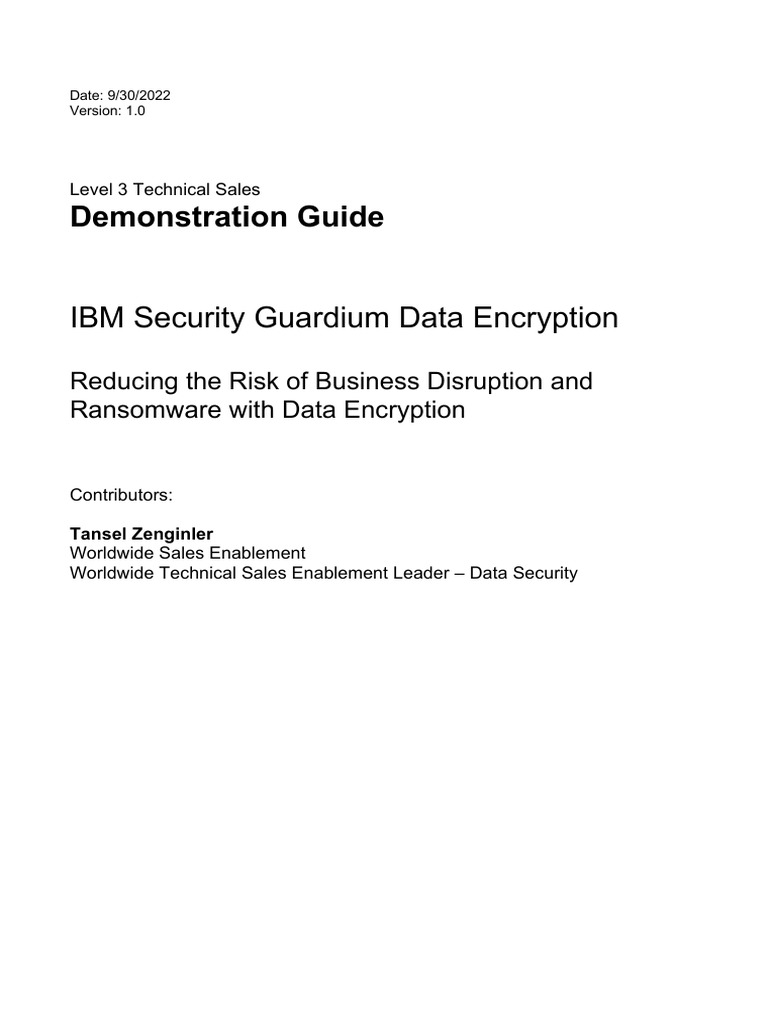 Guardium Data Encryption - L3 Tech - Demo Guide PDF | PDF | Key (Cryptography) | Ransomware