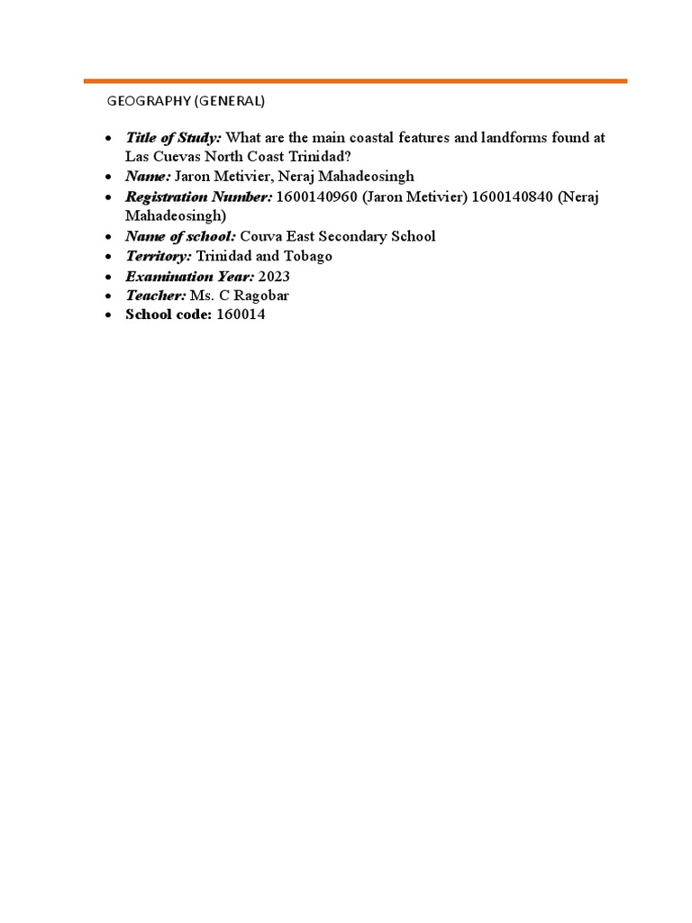 Geography Sba Submission) | PDF | Erosion | Beach