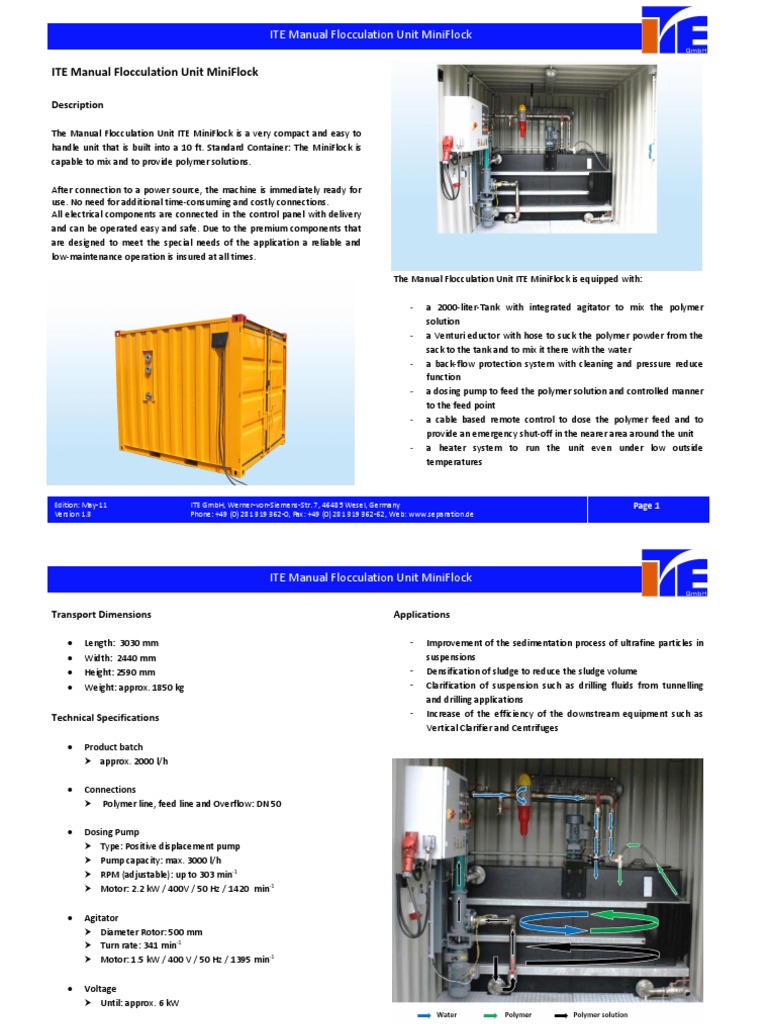 Data Sheet ITE MiniFlock Version1 3 E | PDF | Pump | Electric Motor
