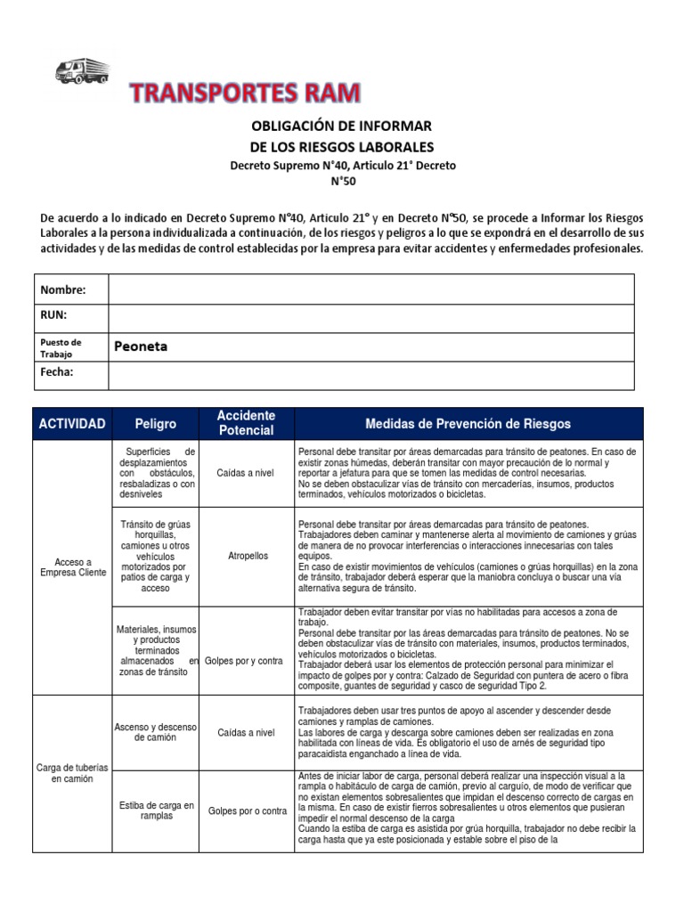 Obligación de Informar Peoneta | PDF | Peatonal | Camión
