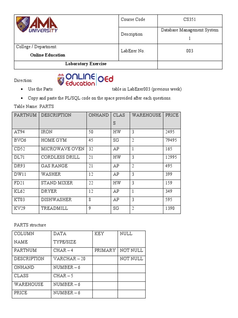 Database Management Lab Exercise | PDF | Data | Computer Programming